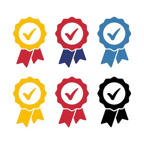 Premium Vector Verified Ribbon Check Mark Set