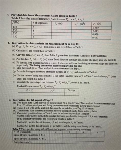solved provided data for exp 12 and instructions for data