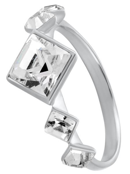 Кольцо тонкое MERCI бижутерия колечко с прозрачными камнями Swarovski ...