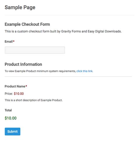 custom checkout forms with gravity forms checkout