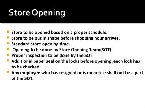 Store Operating Procedures Ppt