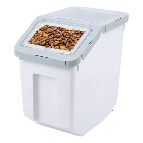 Bote Y Pala Contenedor Alimento Croquetas De Mascotas 15 Kg Color Gris