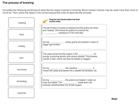Solved The Process Of Brewing Complete The Following Chegg