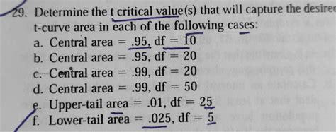 29 Determine The T Critical Value S That Will StudyX