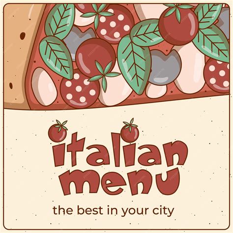 이탈리아 메뉴 글자 패스트푸드 피자 포스터 카드 플라이어 메뉴 카페 레스토랑 또는 음식 배달 서비스를위한 템플릿 터 일러스트레이션 프리미엄 벡터