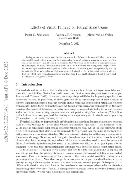 Effects Of Visual Priming On Rating Scale Usage Deepai
