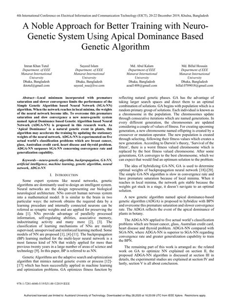 Pdf A Noble Approach For Better Training With Neuro Genetic System Using Apical Dominance