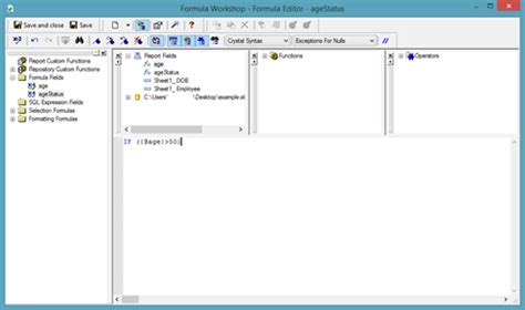 Crystal Reports Working With Formulas