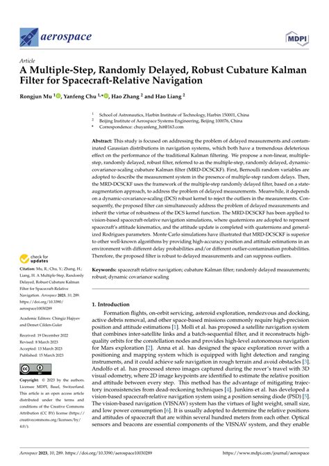 Pdf A Multiple Step Randomly Delayed Robust Cubature Kalman Filter