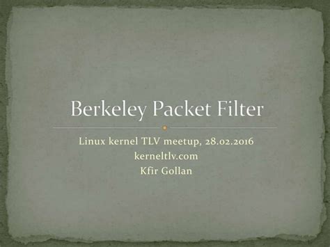 Berkeley Packet Filters Pptx