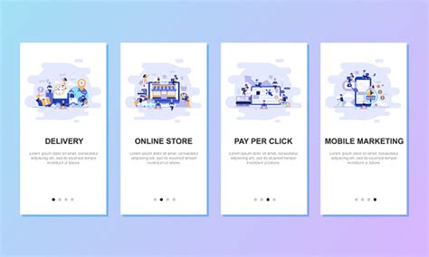 탑재 된 모바일 애플 리 케이 션 템플릿 개념에 대 한 화면 사용자 인터페이스 키트 개념에 대한 스톡 벡터 아트 및 기타 이미지 개념 개체 그룹 그래픽 사용자