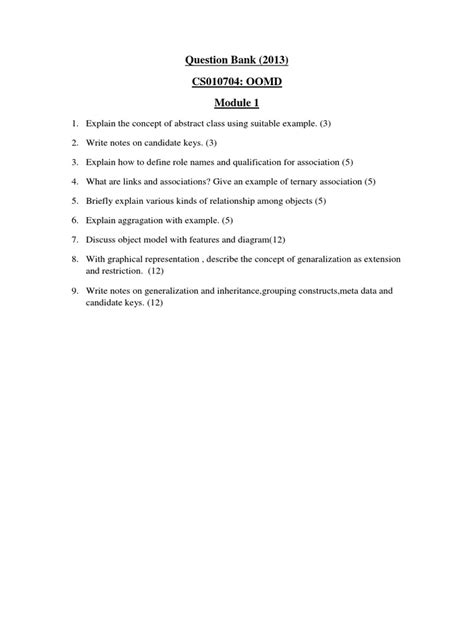Oomd Model Question Paper Sngce Pdf Unified Modeling Language