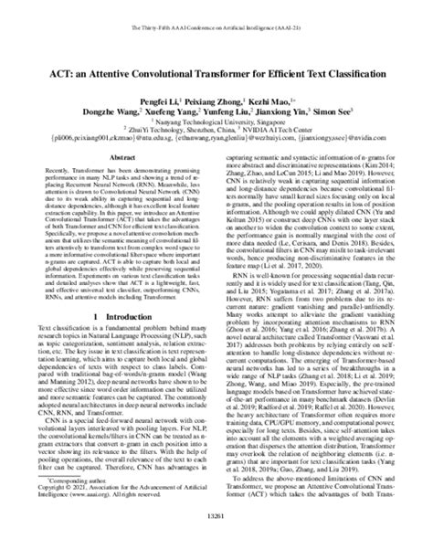 Pdf Act An Attentive Convolutional Transformer For Efficient Text