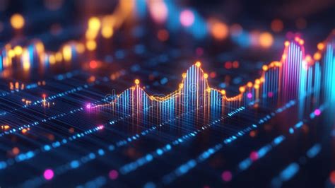 Abstract Data Visualization Fluctuating Line Graphs Neon Data Points High Tech Background