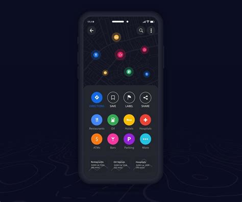Smartphone Map Gps Navigation App Dark Mode Ux Ui Concept Mobile Map