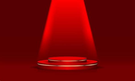 추상 레드 골드 연단 빈 방 3d 모양 스포트 라이트 디자인 제품 디스플레이 프레젠테이션 스튜디오 프리미엄 벡터