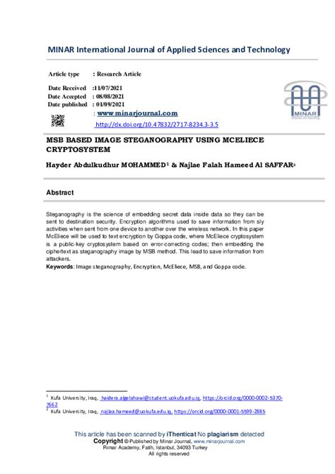 Pdf Msb Based Image Steganography Using Mceliece Cryptosystem