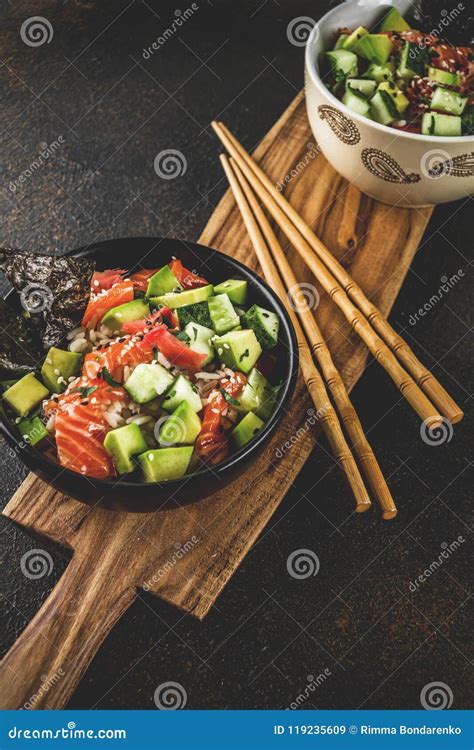 Sushi Poke Bowl Stock Image Image Of Pickled Nori 119235609