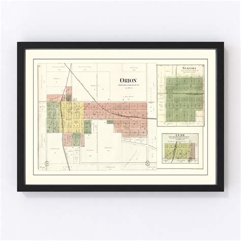 Orion Map 1893 Vintage Orion Map Old Orion Illinois Art Wall Art