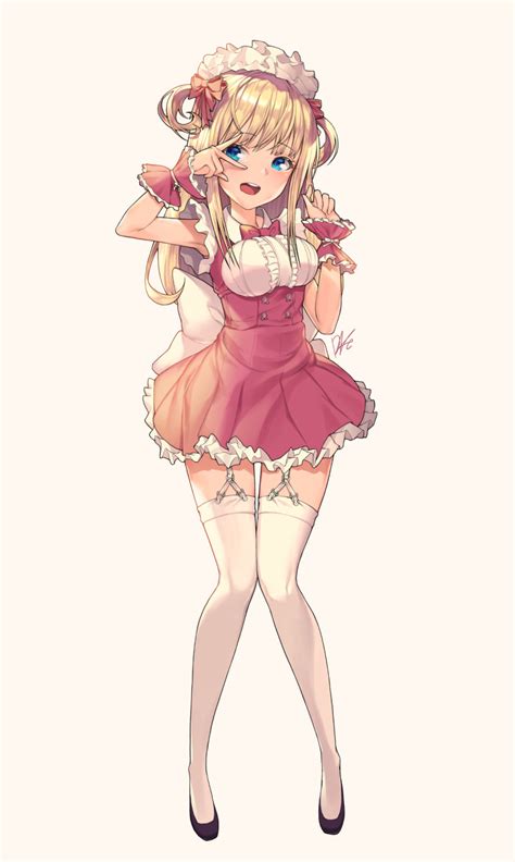 Safebooru 1girl Blonde Hair Blue Eyes Bow Breasts Full Body Garter