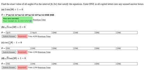 solved find the exact value of all angles in the interval