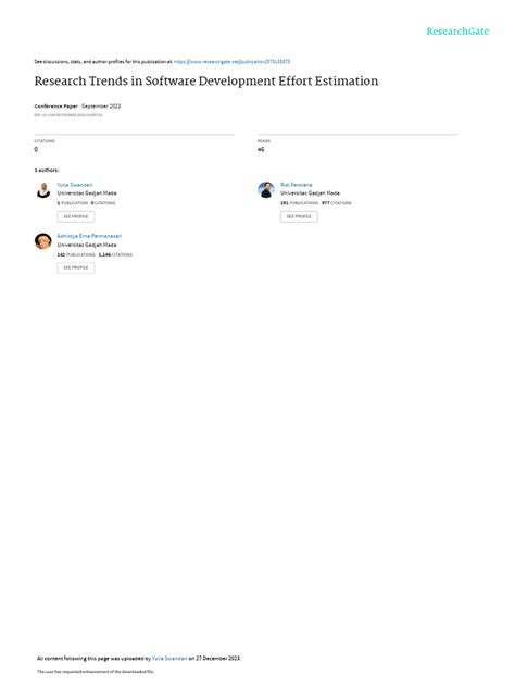 Research Trends In Software Development Effort Estimation September 2023 Pdf Machine