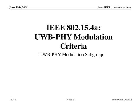 June 30th 2005 Project Ieee P Working Group For Wireless Personal