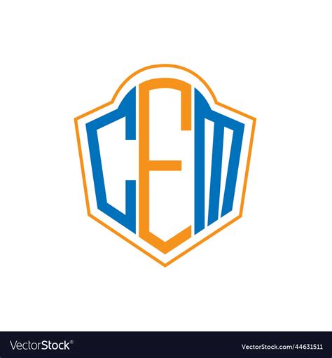 Cem Abstract Monogram Shield Logo Design On White Vector Image