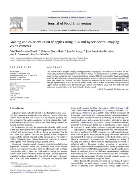 Pdf Grading And Color Evolution Of Apples Using Rgb And Hyperspectral