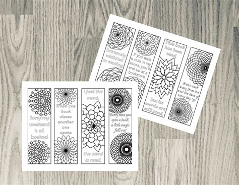 Printable Coloring Bookmarks Mandala Illustrations Quotes Coloring