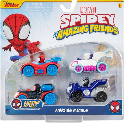 Marvel Spidey And Friends 4 Pack Die Cast Vehicles Includes Spidey Ghost Spider