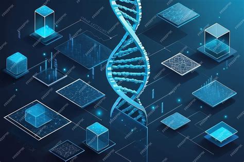 Premium Photo Isometric Digital Dna Structure In Blue Background Science Concept Dna Sequence