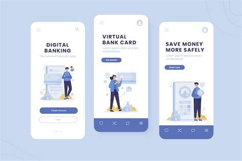 Premium Vector Illustration Set Of Financial Banking Mobile Onboard