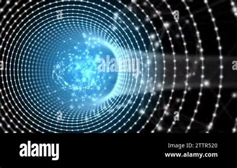 going through abstract tunnel light lines and nodes structure