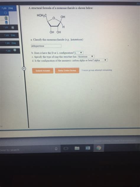 Solved A Structural Formula Of A Monosaccharide Is Shown
