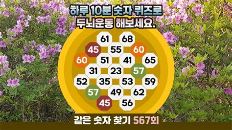 같은숫자찾기 567회 하루 10분 숫자 퀴즈로 두뇌운동 해보세요같은숫자찾기 퀴즈 치매예방퀴즈 두뇌활성화 Number Search Quiz 脳トレ 数字探し