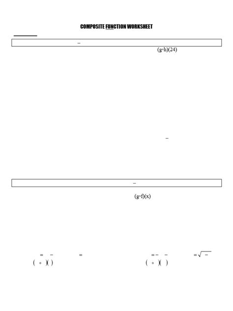 Composite Function Worksheet Pdf