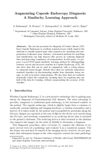 Pdf Augmenting Capsule Endoscopy Diagnosis A Similarity Learning Approach Themos
