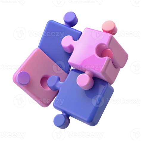 Interlocking Puzzle Pieces In Pink And Blue 51325378 Png