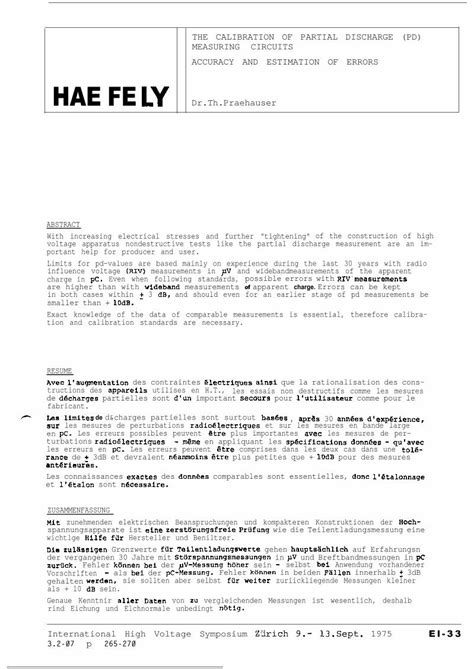 Pdf E1 33 The Calibration Of Partial Discharge Pd Measuring Circuits Accuracy And