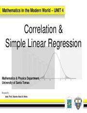 Correlation And Simple Linear Regression Pdf Mathematics In The Modern World UNIT