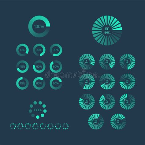 download progress indicator set upload icon and sign bar element