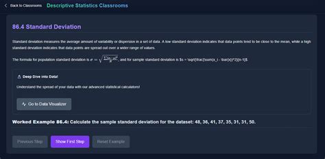 Descriptive Statistics Classroom Step By Step Math Solver Calculator