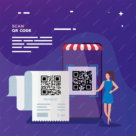 Premium Vector Scan Code Qr With Businesswoman And Smartphone