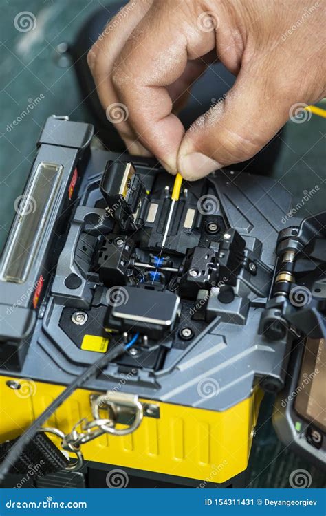 Device For Mounting Optical Cable Optical Internet Technology Concept