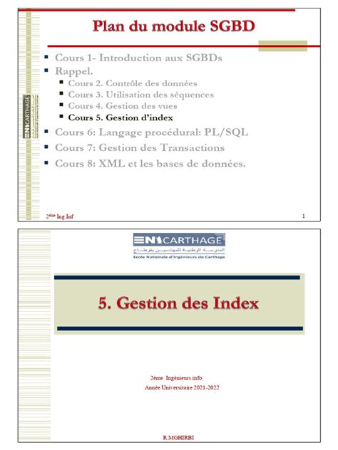 Sgbd Gestion Des Index Pdf