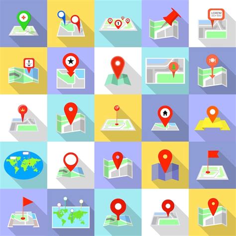 Premium Vector Map Pointer Icons Set Flat Illustration Of Map Pointer Icons For Web