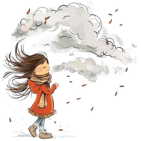Cartoon Drawing Of A Very Windy Day Premium Ai Generated Image
