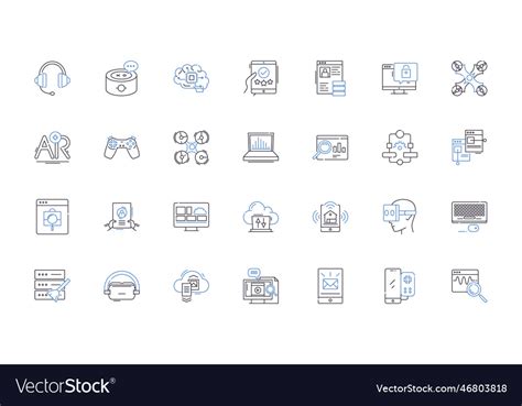 Nerk Administration Line Icons Collection Vector Image