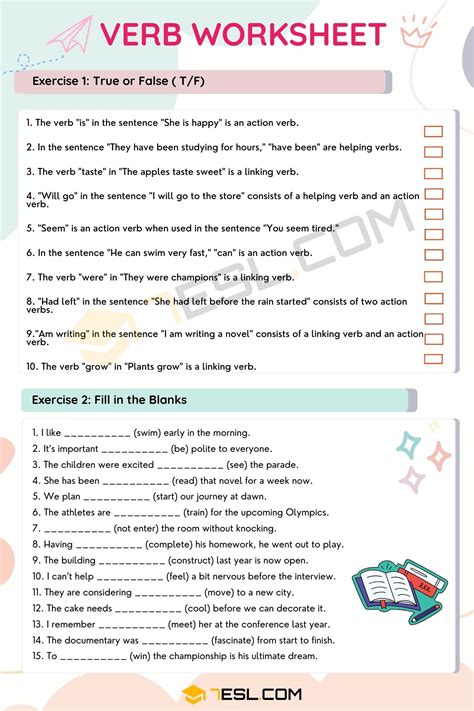 Verb Exercises Verb Worksheet • 7esl